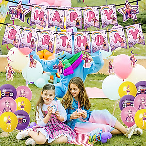 Generic 𝐿𝑢𝑙𝑖 𝑃𝑎𝑚𝑝𝑖𝑛 Birthday Party Decorations, Music Themed Birthday Banner Honeycomb Centerpieces Hanging Swirls Cupcake Cake Toppers Party Balloons for Birthday Baby Shower Party Supplies
