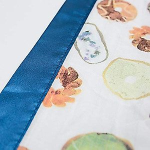 lulujo Baby Security Lovey Blankets| Unisex Softest Breathable Bamboo Viscose Cotton Muslin Security Blanket with Silky Satin Trim| Neutral Comforting Blanket for Girls & Boys | 16in by 16 in| Donuts