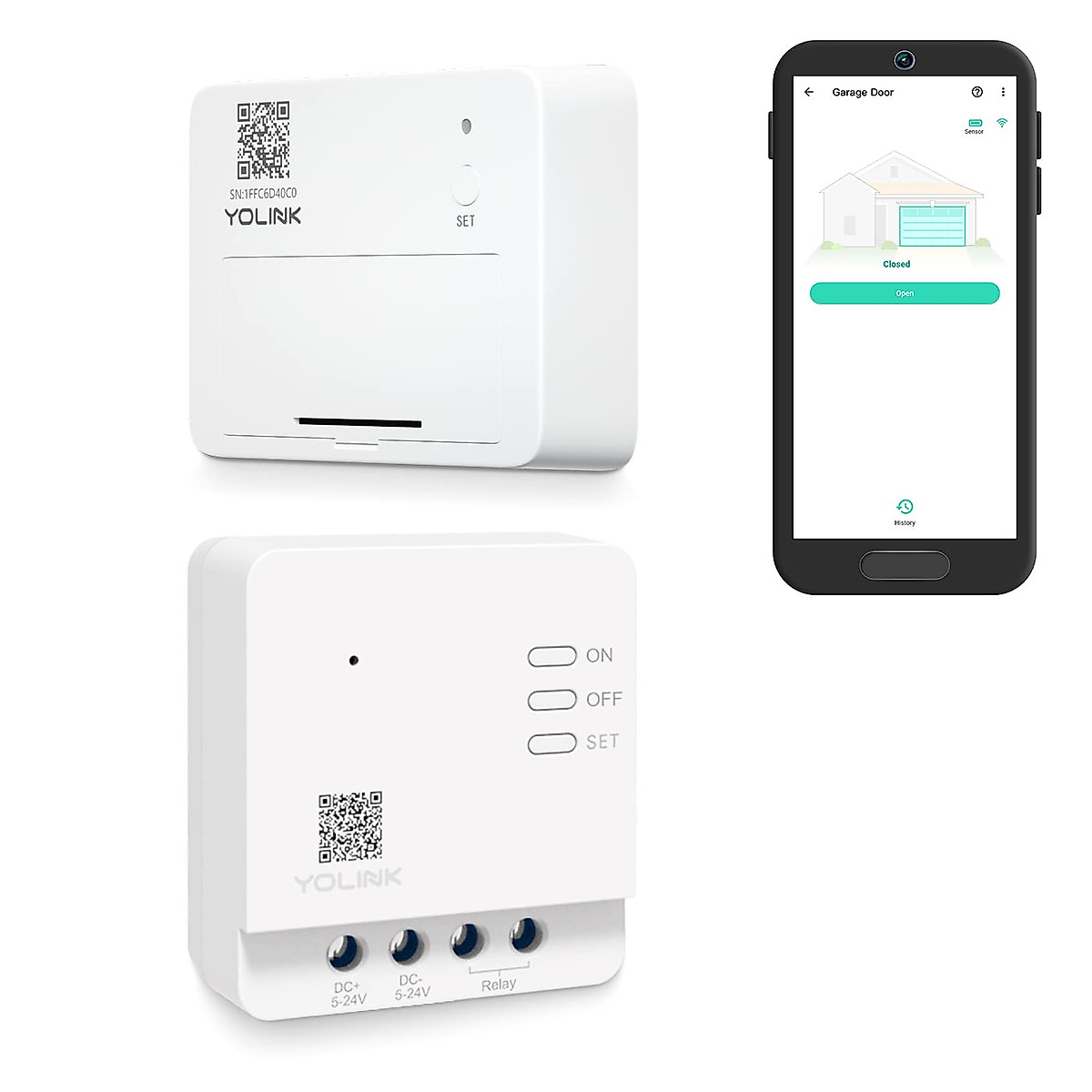 Garage Door Kit, YoLink 1/4 Mile World's Longest Range Garage Door Sensor and Controller Compatible with Alexa IFTTT, Garage Door Opener App Remote Control Open Close Notification, YoLink Hub Required