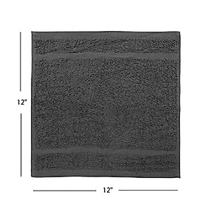 Avalon Towels Cotton Washcloths – (Pack of 24) Size 12x12 Inches Premium Ring Spun Cotton, Super Absorbent Soft Face Towels, Gym Towels, Hotel Spa Quality, Reusable Multipurpose Towels (Grey)