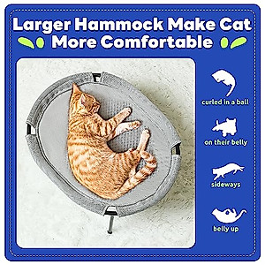 POMESEA Cat Hammock Bed, Glow in The Dark Pet Elevated Bed for Indoor Cats and Small Dogs, Easy to Assemble Cat Sleeping Bed, Free-Standing Washable Pet Beds Supplies (Black)