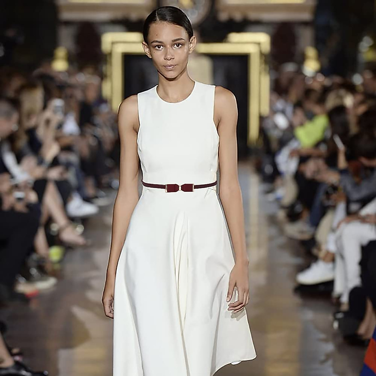 Glamorstar 2 Pieces Metal Stretch Elastic Waist Belt Skinny Thin Belt for Women Dress Set 2-Red Black