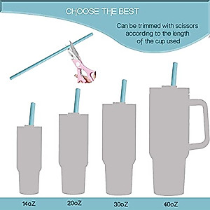 Replacement Straws for 40oz Travel Tumbler,6 Pack Reusable Silicone Straws with Cleaning Brush Compatible with Water Jug(Blue)