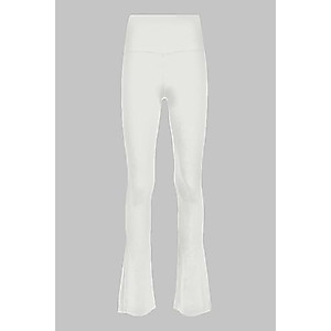 Aleumdr Women's Flared Leggings Yoga Pants Bell Bootcut Bottom Split Leg 2023 Fashion Trendy Bootleg High Waisted Long Wide Leg Workout Trousers White