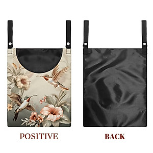 Bivxisrvo Hummingbird Laundry Clothespin Bag Clothes Pins, Polyester Clothes Pin Hanging Bag for Hanging and Effortlessly Sliding on The Clothesline for Clothesline Outdoor Outside Wardrobe