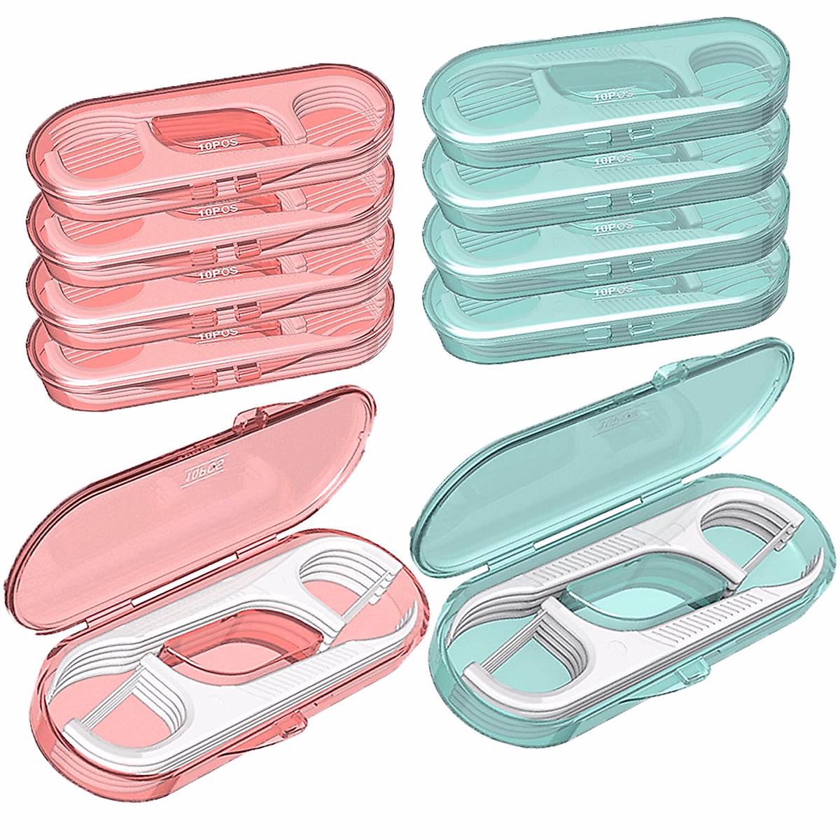 Fresh Clean Floss Picks, for Extra Tight Teeth,Easy to Carry,10 Pack with Travel Case,Prevent Tooth Decay & Gum Disease