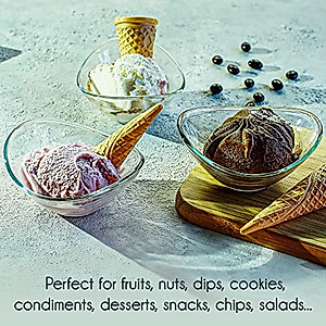 Crystalia Glass Pinch Bowls, Small Boutique Sauceboat Bowls Set for Kitchen Prep, Cooking and Serving Bowls for Fruit, Sauce, Dipping and Candy, Set of 6