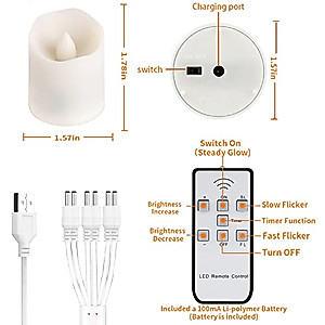 FREEPOWER Rechargeable Realistic Flameless Flickering Tea Light Candles Battery Operated, with Remote Control Cycling 24 Hours Timer, for Romantic Home, Christmas Decoration,Pack of 6.