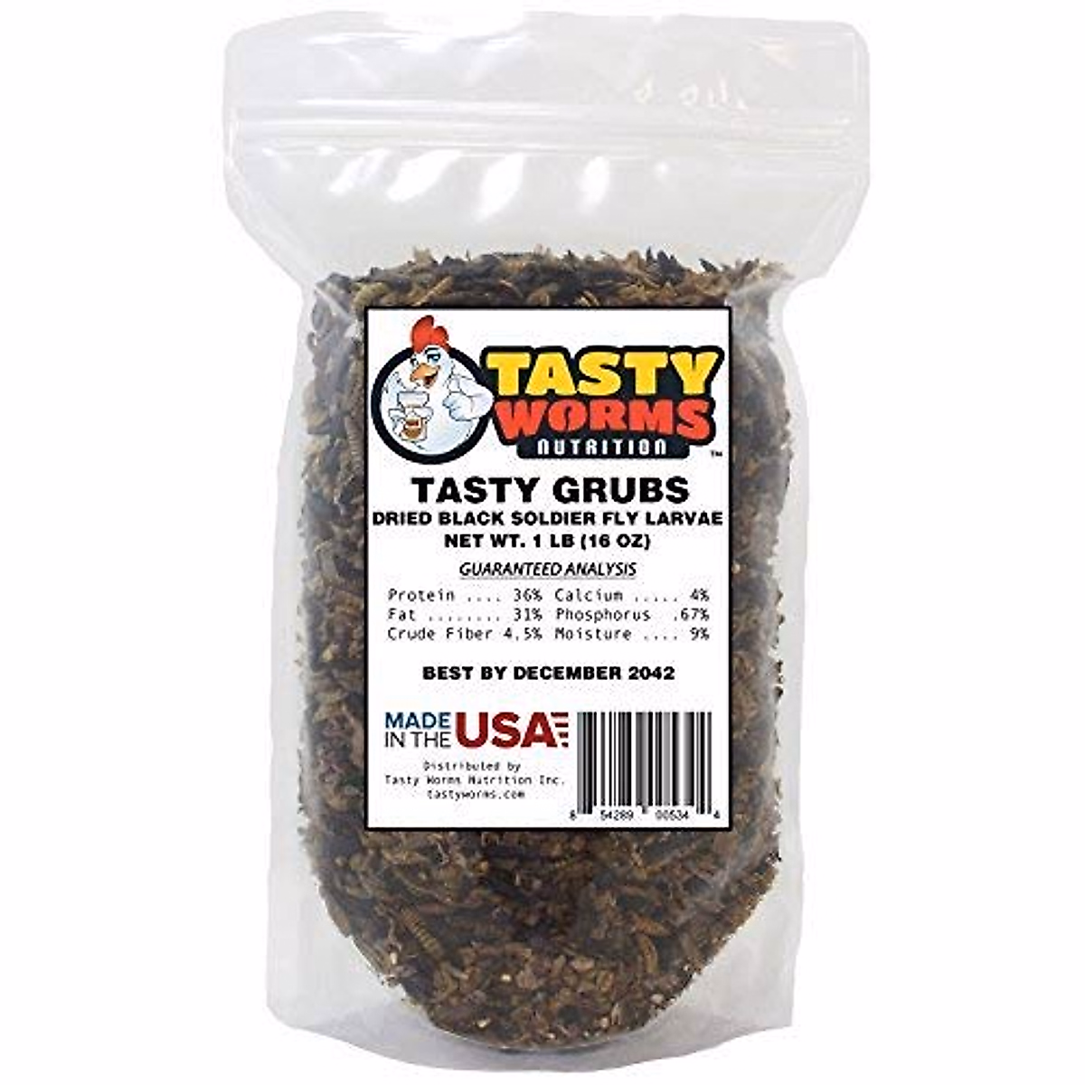 Tasty Grubs 1lb Dried Black Soldier Fly Larvae Bag Made in USA