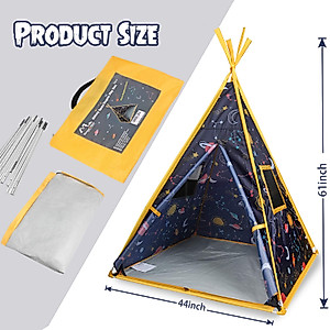 MountRhino Kids Teepee Tent -44”x44”x61” Large Happy Hut Galaxy Space Kids Tent, Indoor Outdoor Playhouse Tents for Boys and Girls,Kids Indian Teepee Play Tent,Perfect Kid’s Gift