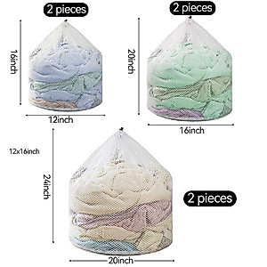 3Pcs Laundry Mesh Wash Bags, Drawstring Net Laundry Bag for Washing Machine, Mesh Laundry Wash Bags for Home Dorm Hotel Travel Use