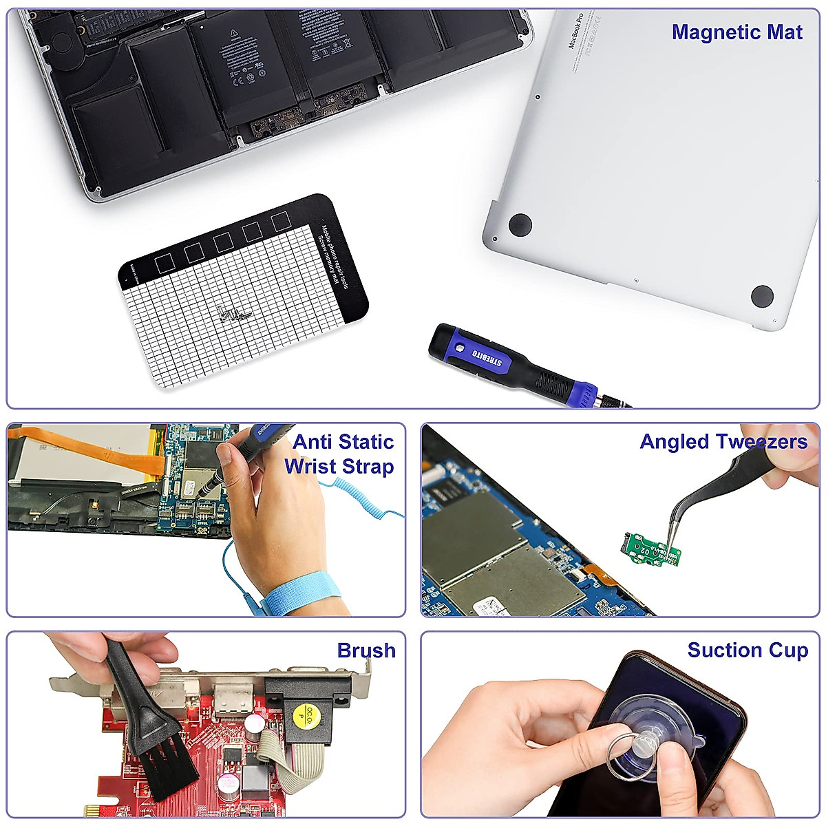 STREBITO Precision Screwdriver Set 191-Piece Multi-Bit Screwdriver 1/4 Inch Nut Driver Home Improvement Tool Electronic Repair Kit for Computer, iPhone, Laptop, PC, Cell Phone, PS4, Xbox, Nintendo