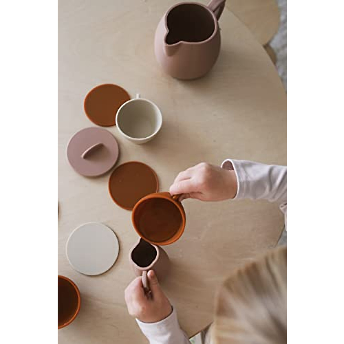 Marlowe & Co Silicone Classic Tea Play Set for Children (Botanical Rose)