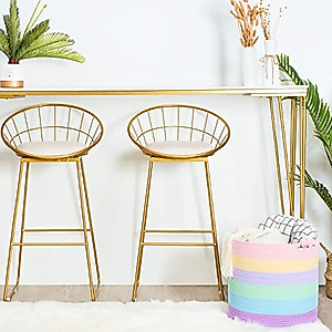 MINTWOOD Design 15 x 14.2 Inches Woven Cotton Rope Storage Basket, Stuffed Toy Basket Bin, Laundry Basket Hamper, Nursery Basket, Dog Toy Basket, Blanket Basket, Gift Basket, Pastel Rainbow