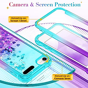 Ruky for iPod Touch 7th 6th 5th Generation Case, iPod Touch 5 6 7 Full Body Glitter Case Shockproof Protective Girls Bling Liquid Floating Case (Teal Purple)