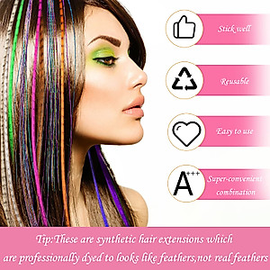 1440 Strands Hair Tinsel Kit with Tools Glitter Hair Extension Tinsel 26 Pieces 13 Colors Feather Hair Extensions Heat Resistant Synthetic Hair with 200 Micro Ring Beads for Women Cosplay Party Supply