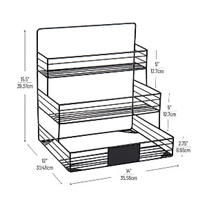 Mind Reader Iron, Wire Compartment Organizer, Storage for Syrup, Wine, Dressing, Black-12 Capacity, One Size, 12 Bottle Holder