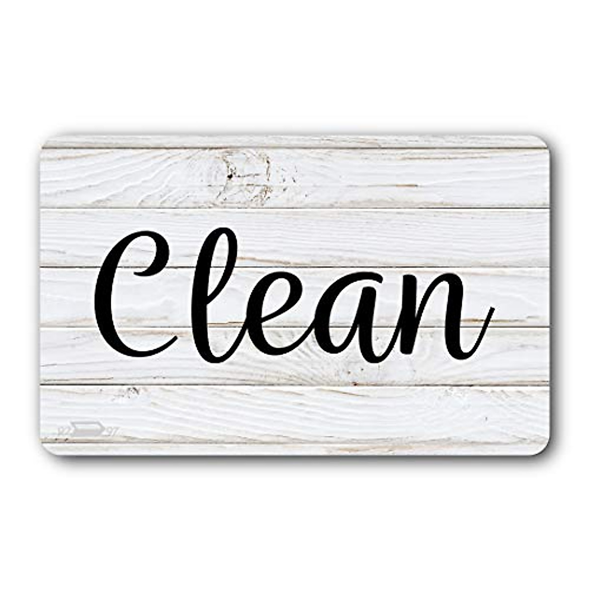 Black and White Wood Clean Dirty Dishwasher Magnet, Reversible Dish Washer Sign, Double Sided Strong Kitchen Flip Indicator, Bonus Universal Magnetic Plate, Neutral Rustic White and Black Magnet