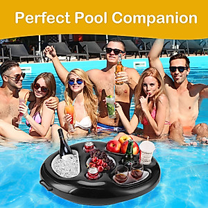 Pool Drink Holder Floats,Pool Accessories for Adult with Multi-Use Large Capacity Drink Float, for Swimming Pools & Hot Tub（Black）