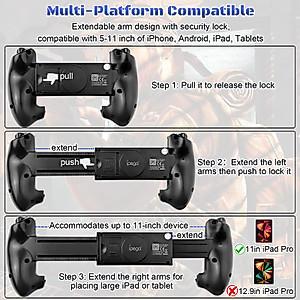 Megadream Wireless Mobile Controller Gamepad Joystick for iPad (11in), iPhone 16/15/14/13, Android Samsung Tablet PC - MFi Certified - 18+ Hour Battery Life - Call of Duty - Minecraft, Black