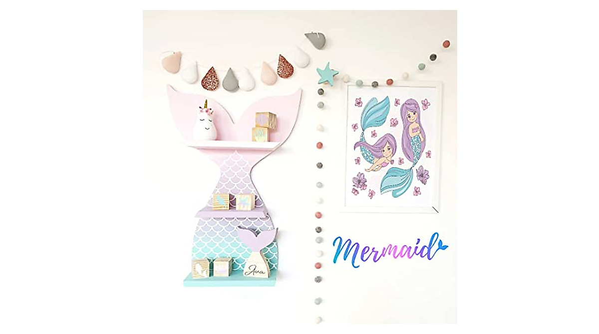 Whimsical Mermaid Floating Shelves for Kids' Rooms and Nurseries