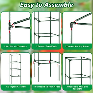 3Pack Tomato Cages for Garden,Square Tomato Plant Cage Support Heavy Duty Pole 57*15.4*15.4 Inches,Steel Plant Tower Stakes,Cherry Tomato Trellis Cucumber for Climbing Vegetables Flowers Fruits-Green