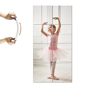 Delma Full Length Wall Mirror Tiles,Glassless Mirror for Kids,Acrylic-12''x12''x8PCS,Home Gym Mirror for Bedroom,Living Room,Door, Unbreakable Frameless Mirror Wall Stickers(11.8'' x 11.8'' - 8PCS)