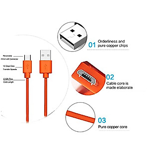 Replacement Fast Charging Charger Cable Power Cord Wire Compatible for Ring Enabled Video Doorbell (2020 Release) 2/3/3 Plus/4, Doorbell Pro/Plus and Camera Battery Charging Cable (3.3ft Orange)