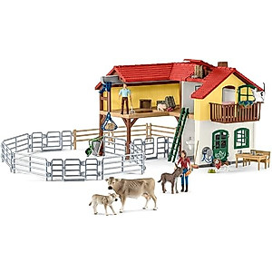 Schleich Farm World — Large Farm House, 97-Piece Toy Farm House with 3 Rooms, Farmer Figurines and Multiple Animal Toys with Accessories, Farm Toys for Boys and Girls Ages 3+