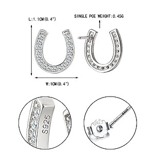 EVER FAITH 925 Sterling Silver Elegant Pave Cubic Zirconia Lucky Horseshoe Stud Earrings Clear