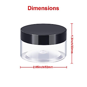 SATINIOR 24 Pieces Empty Clear Plastic Jars with Lids Round Storage Containers Wide-Mouth for Beauty Product Cosmetic Cream Lotion Liquid Butter Craft and Food (Black Lid, 1 oz)
