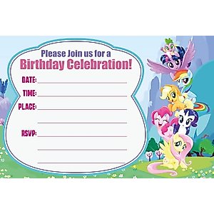 Set of 20 Pony Little -Themed Happy Birthday Invitation Cards & Envelopes - Lightweight (240g), Postcard Style Invites for the Perfect Party Pack