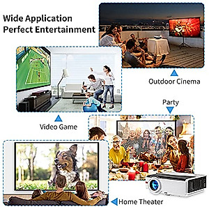 Bluetooth HD 1080P Video Projector 9000Lumen High Brightness Smart Android Home Theater System 200" Display Wireless TV Projectors for Mobile Phones Laptop, USB HDMI VGA 10W Speaker