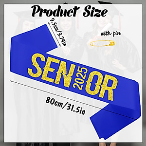 6 PCS Royal Blue Senior Sash 2025 with Gold Printing Letters, 2025 Graduation Celebrations Sashes, Class of 2025 Sash for Graduation Party, Senior Cheer Sashes, Cheerleader Sash
