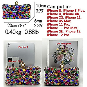 Boutique De FGG Pearl Clasp Colorful Gold Crystal Clutch Purses for Women's Evening Handbags Wedding Party Rhinestone Bag