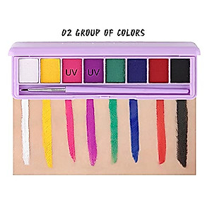 MEICOLY 2 Packs Water Activated Eye Liner Palette,Neon Face Paint Colored Retro Hydra Liner,Water Activated Eyeliner,Matte Graphic Eyeliner,UV Blacklight Glow Black White Face Body Paint,16 Colors