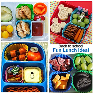 XANGNIER Silicone Lunch Box Dividers,40 Pcs Silicone Cupcake Liners,Silicone Muffin Cups,Bento Box Accessories for Kids