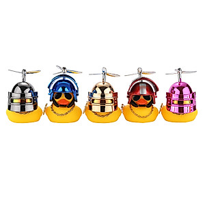 U-Goforst Cute Rubber Duck Toy Car Ornaments Yellow Duck Car Dashboard Decorations Bike Gadgets with Propeller Helmet (Golden)