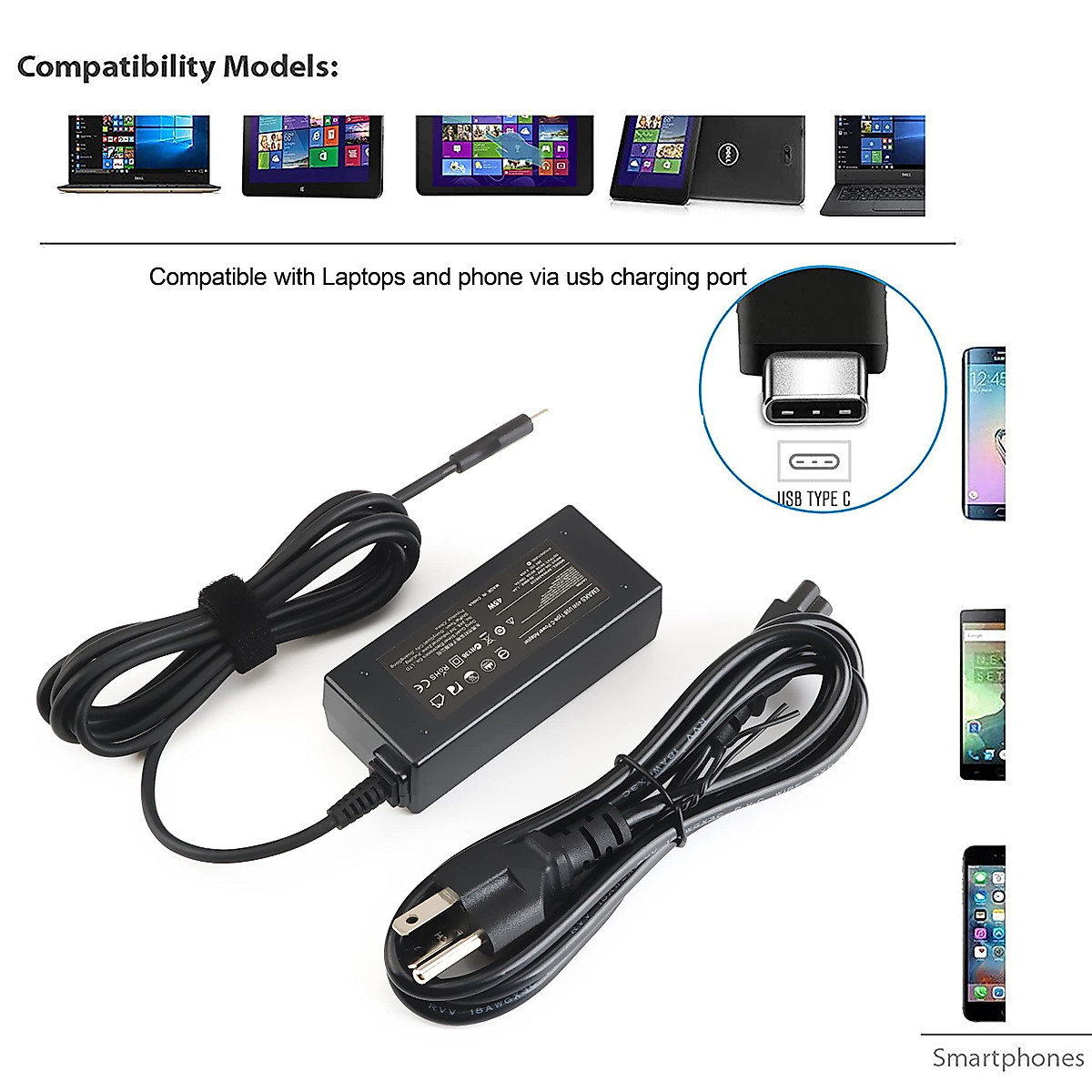 45W Type USB C Charger for Acer Chromebook Spin 11 13 15 CP311 CP315 CP513 CP713:CP311-1H CP311-2H CP311-1H-C1FS 1H-C5PN 1HN-C2DV 2H-C679;CP315-1H CP315-1H-P8QY 1H-P1K8 1HT-C4RY 2H-C3KA 2H-C679 3HT