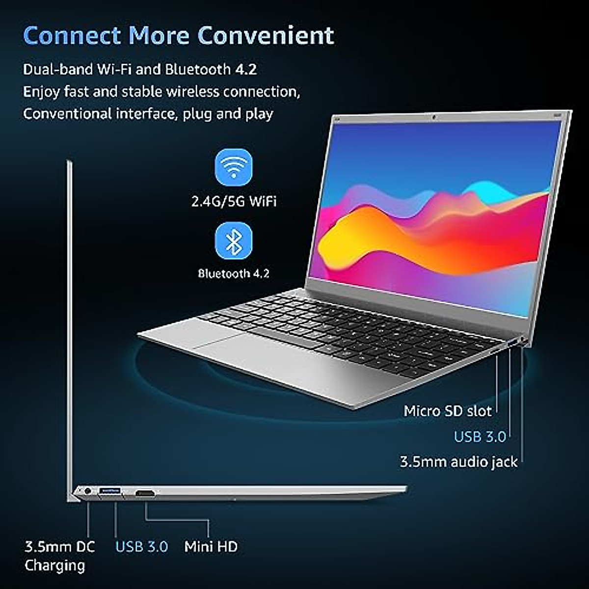 Tulasi Laptop Computer, Laptop with 12GB RAM, 512GB SSD, Intel Quad-Cores N4120 Processor, 14 inch 1080P Full HD IPS Screen, Windows 11 Pro Laptop, Support 2.4G/5G WiFi, BT 4.2, Expandable up to 1TB