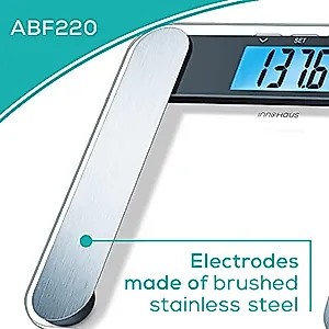 innoHaus Body Fat Analyzer Scale Bmi, Multi-User & Recognition, Digital Weight Scale, XL LCD Illuminated Display, ABF220, Silver