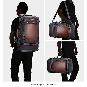 WITZMAN Travel Backpack for Men Women Carry on Luggage Backpack Canvas Rucksack Duffel bag with Shoe Compartment (A2021 Black)