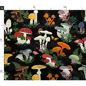 Spoonflower Fabric - Mushroom Garden Mushrooms Printed on Petal Signature Cotton Fabric Fat Quarter - Sewing Quilting Apparel Crafts Decor