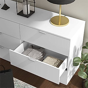 BOWERY HILL 6-Drawer Modern Wood Bedroom Dresser in Matte White