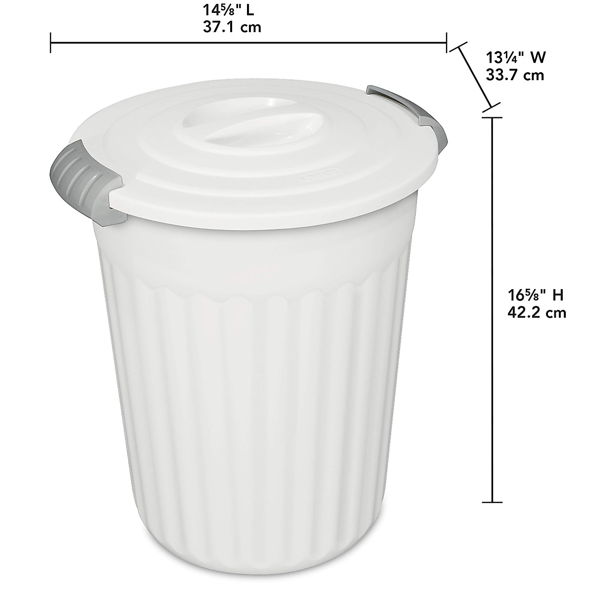 Sterilite 24 Qt Latching Utility Can w/ Lid, Bin to Store Sand, Rock Salt, Soil, Pet Food or Birdseed in the Garage or Mudroom, White, 6-Pack