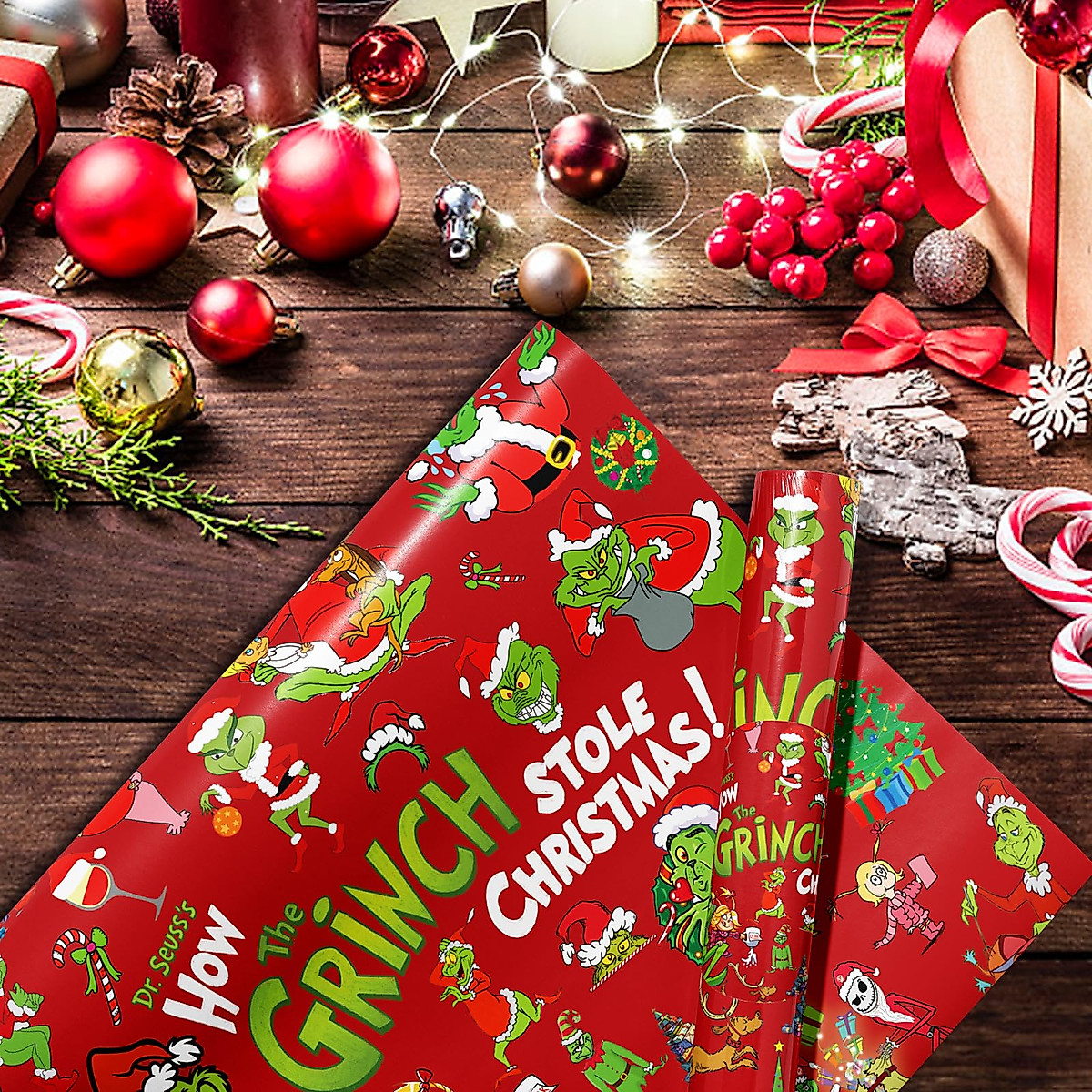 GHONXEUR 5 Pcs Christmas Wrapping Paper Gift Wrap Bulk Art Paper Folded Flat for Baby Shower Birthday Party Decorations Wedding DIY Crafts Gift Packing, 20 x 30 Inch