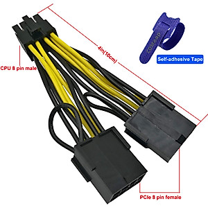 COMeap NVIDIA Graphics Card Power Cable 030-0571-000 CPU 8 Pin Male to Dual PCIe 8 Pin Female Adapter for Tesla K80/M40/M60/P40/P100 4 inches (2-Pack) (10cm)