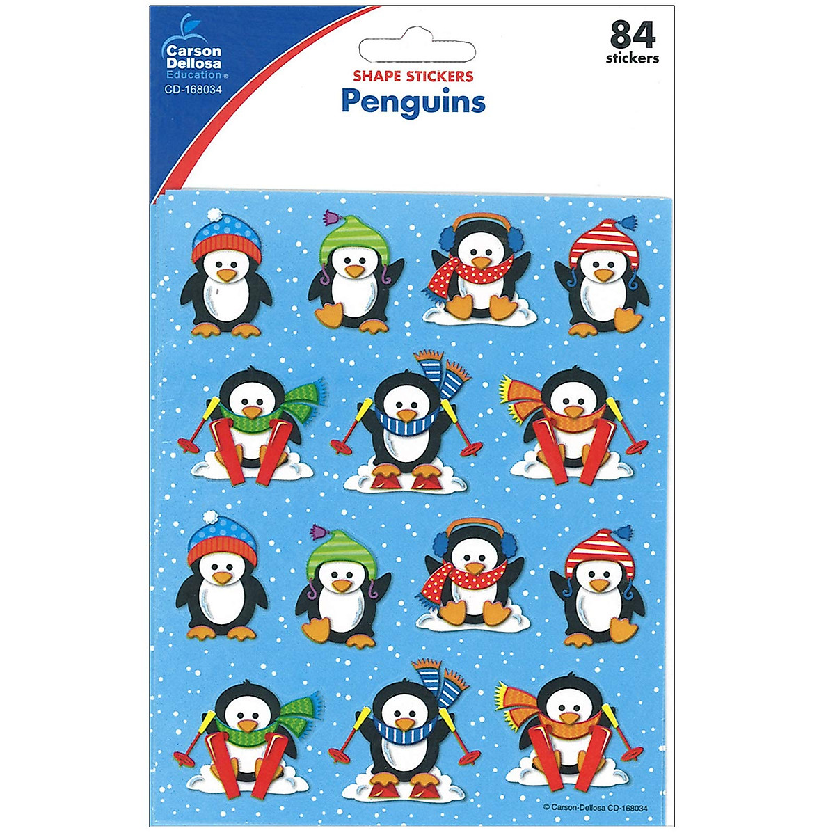 Carson Dellosa 84 Penguin Stickers for Kids, 6 Sheets of Holiday Incentives for Winter Crafts, Scrapbooking, Teacher Planner, Reward Chart, Stocking Stuffers, and School Supplies, Classroom Must Haves