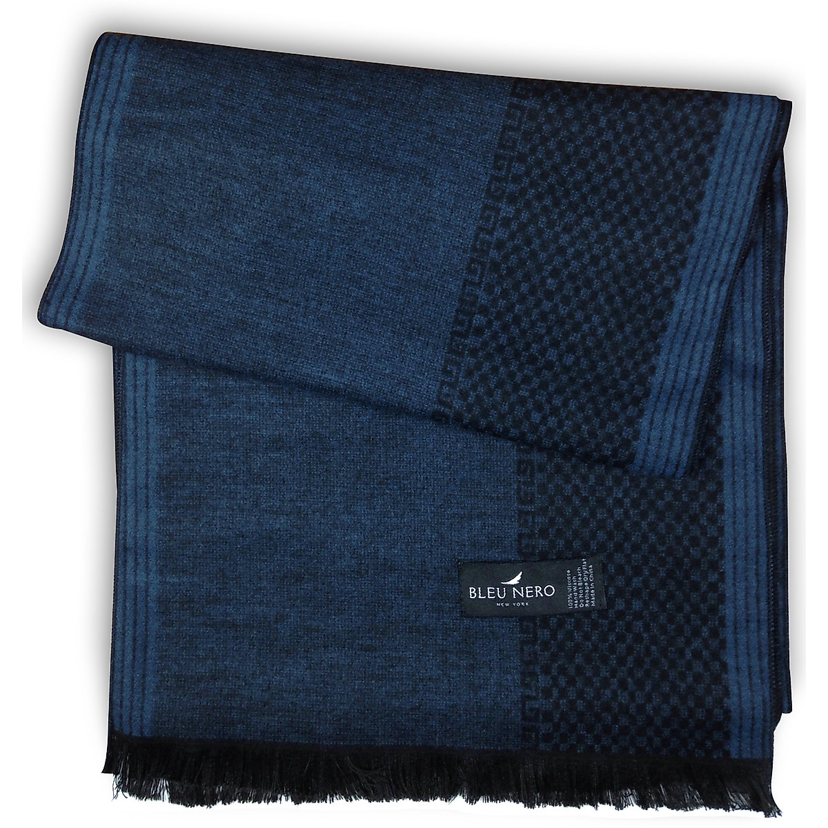 Livativ Bleu Nero Luxurious Winter Scarf for Men and Women – Large Selection of Unique Design Scarves – Super Soft Premium Cashmere Feel Blue Black Vertical