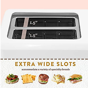 Elite Gourmet ECT-1027 Cool Touch Toaster, 7 Toast Settings Cancel Functions, Slide Out Crumb Tray, Extra Wide 1.5" Slots for Bagels Waffles Specialty Breads, Puff Pastry, Snacks, White